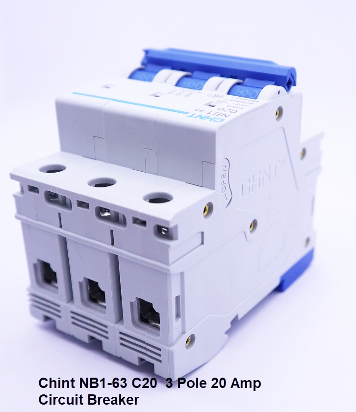 Chint NB1-63 D20 3 Pole 20 Amp Circuit Breaker - ไฟฟ้าอุตสาหกรรมราคาถูก Siam2Shop